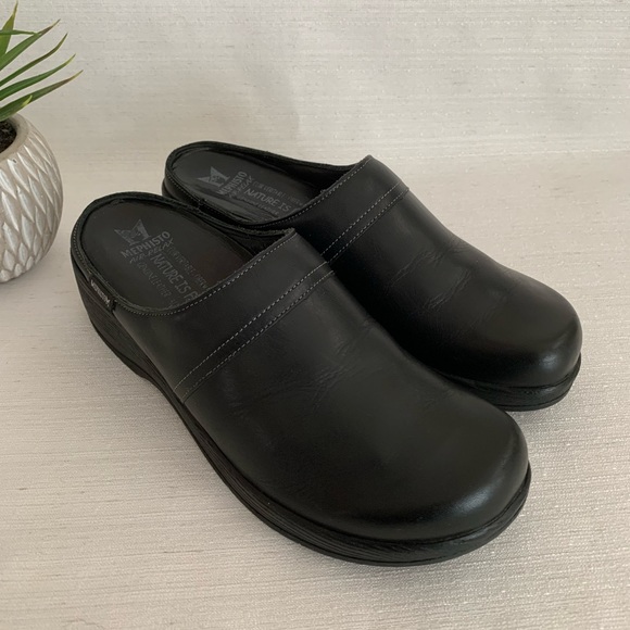 Mephisto | Shoes | Mephisto Black Leather Cushioned Comfort Clog Mules ...